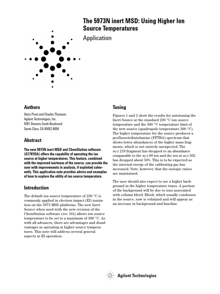 5973 Inert High Temp Bakeout | PDF | Mass To Charge Ratio | Chromatography