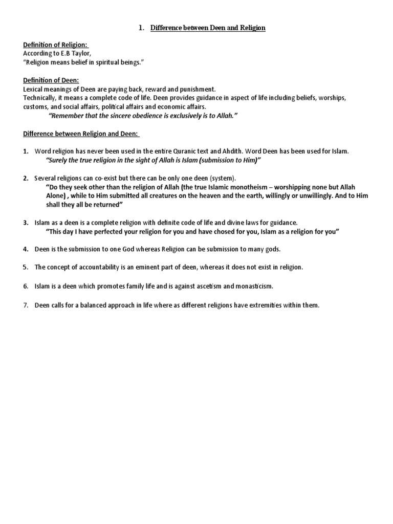 Deen vs Religion: Key Differences | PDF | Social Science | Philosophy
