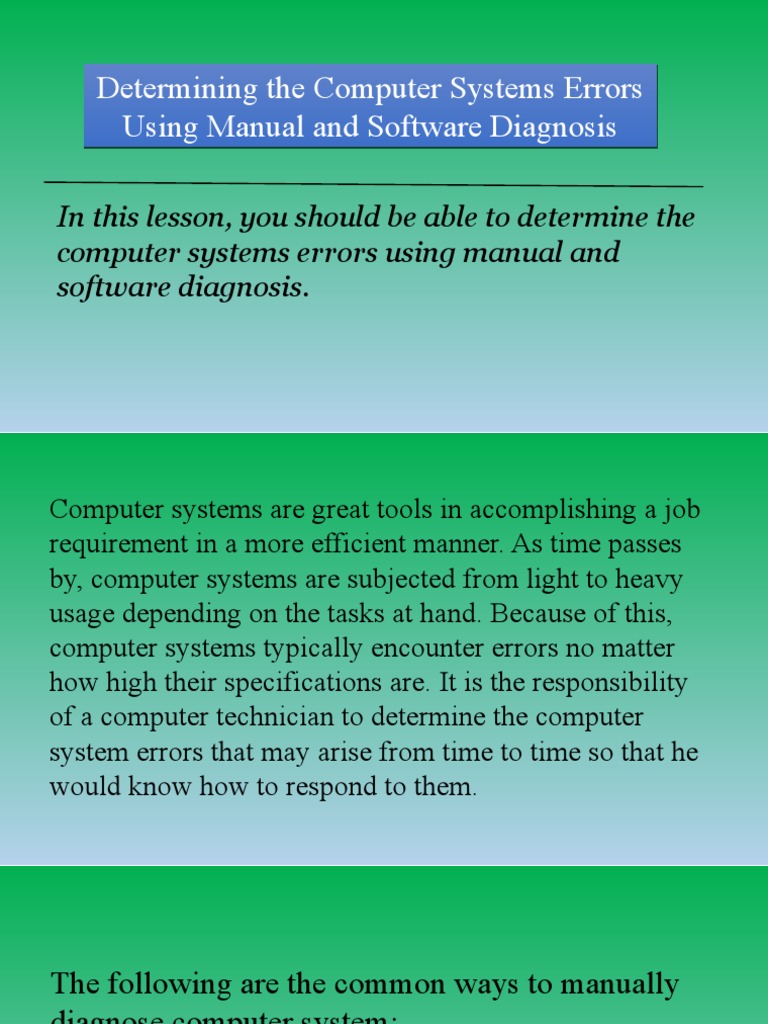 Determining The Computer Systems Errors Using Manual and Software Diagnosis | PDF | Computer ...