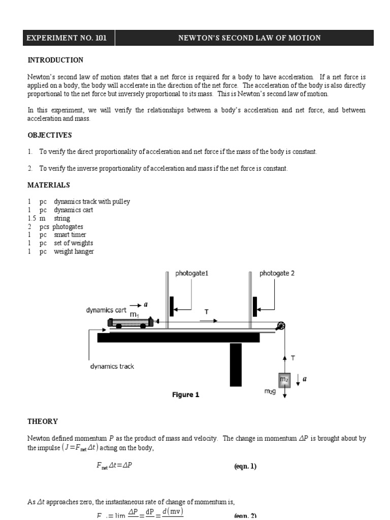 Verifying Newton's Second Law Experiment | PDF | Acceleration | Newton ...