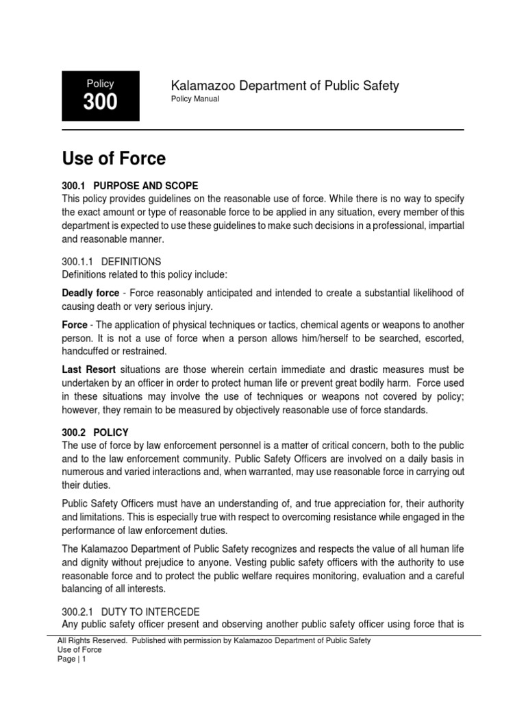 300-Use of Force PDF | PDF | Use Of Force | Deadly Force