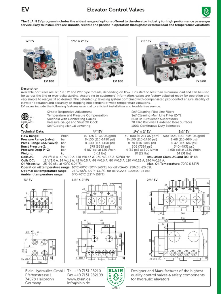 Elevator Control Valves: EN ISO 9001 | PDF | Valve | Elevator