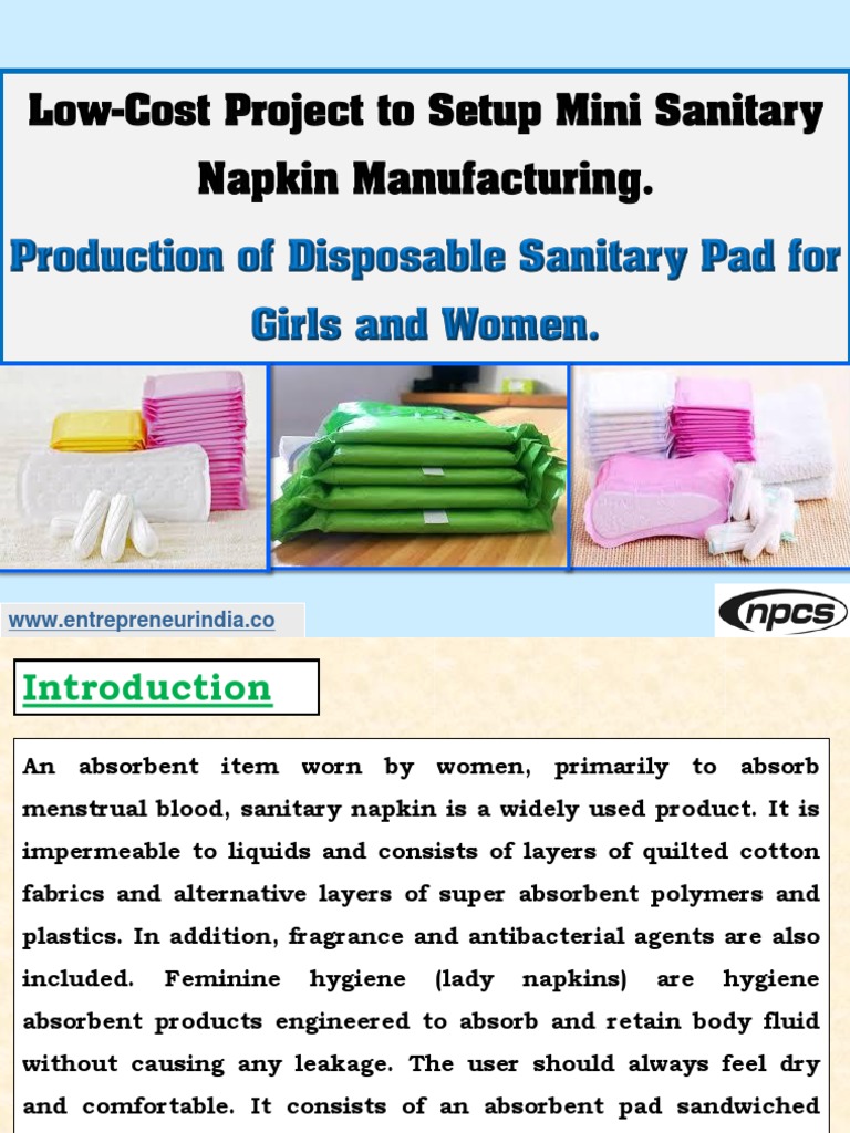 Low-Cost Project To Setup Mini Sanitary Napkin Manufacturing ...