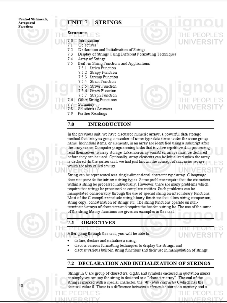 Unit 7 Strings Structure Pdf String Computer Science Array Data Type 3850