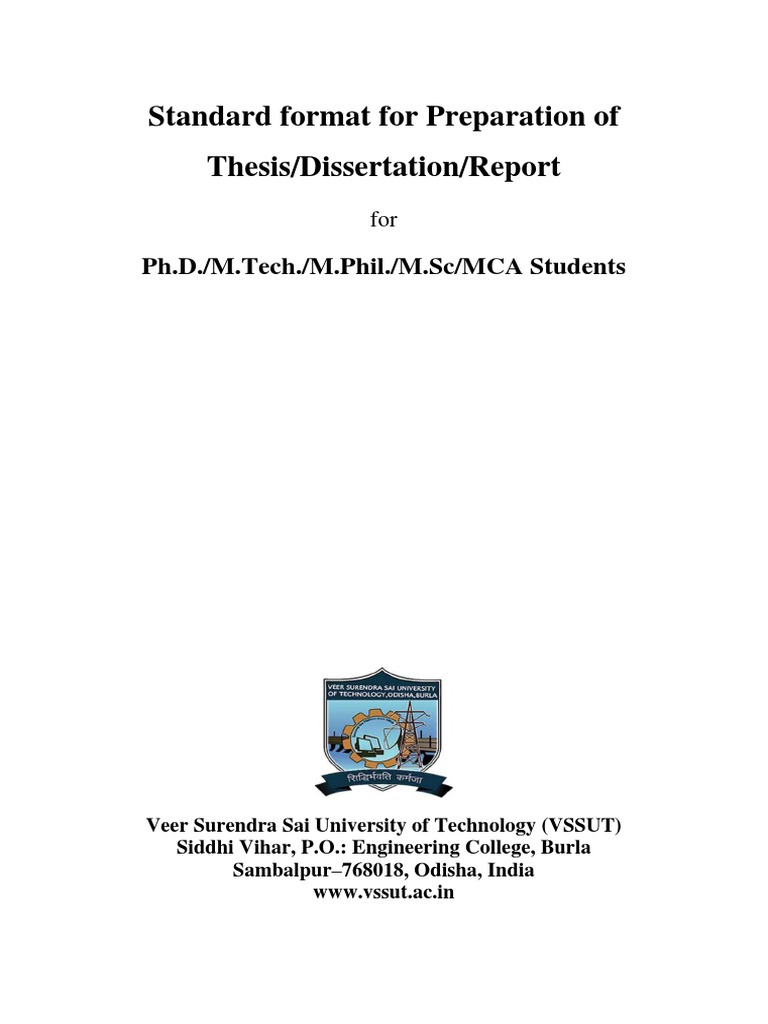 Standard Format For Preparation of Thesis/Dissertation/Report ...