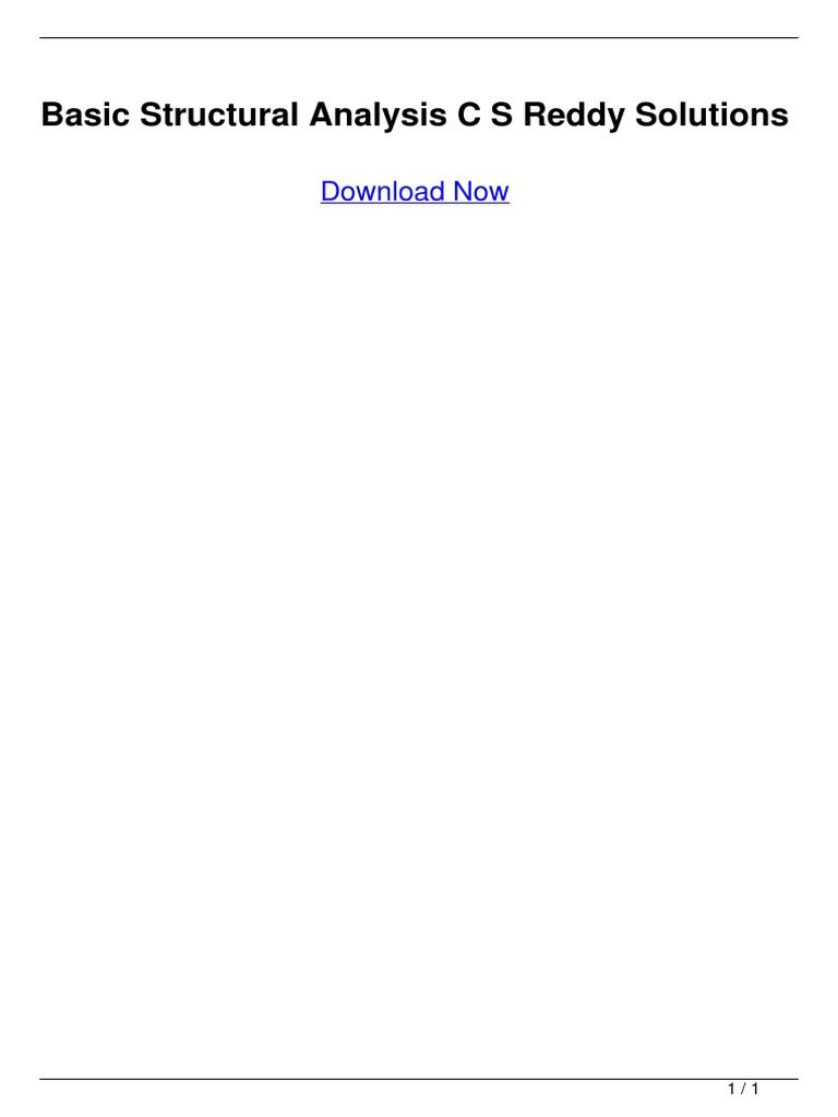Basic Structural Analysis C S Reddy Solutions: Download Now | PDF