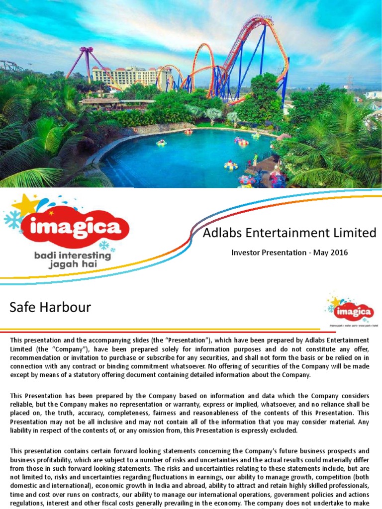 Adlabs Imagica | PDF | Expense | Universal Orlando