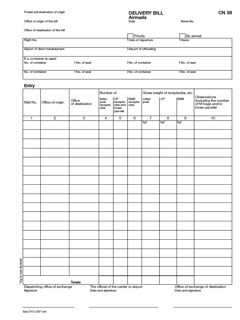 Entry: CN 38 Delivery Bill Airmails | PDF | Postage Stamp | Aviation