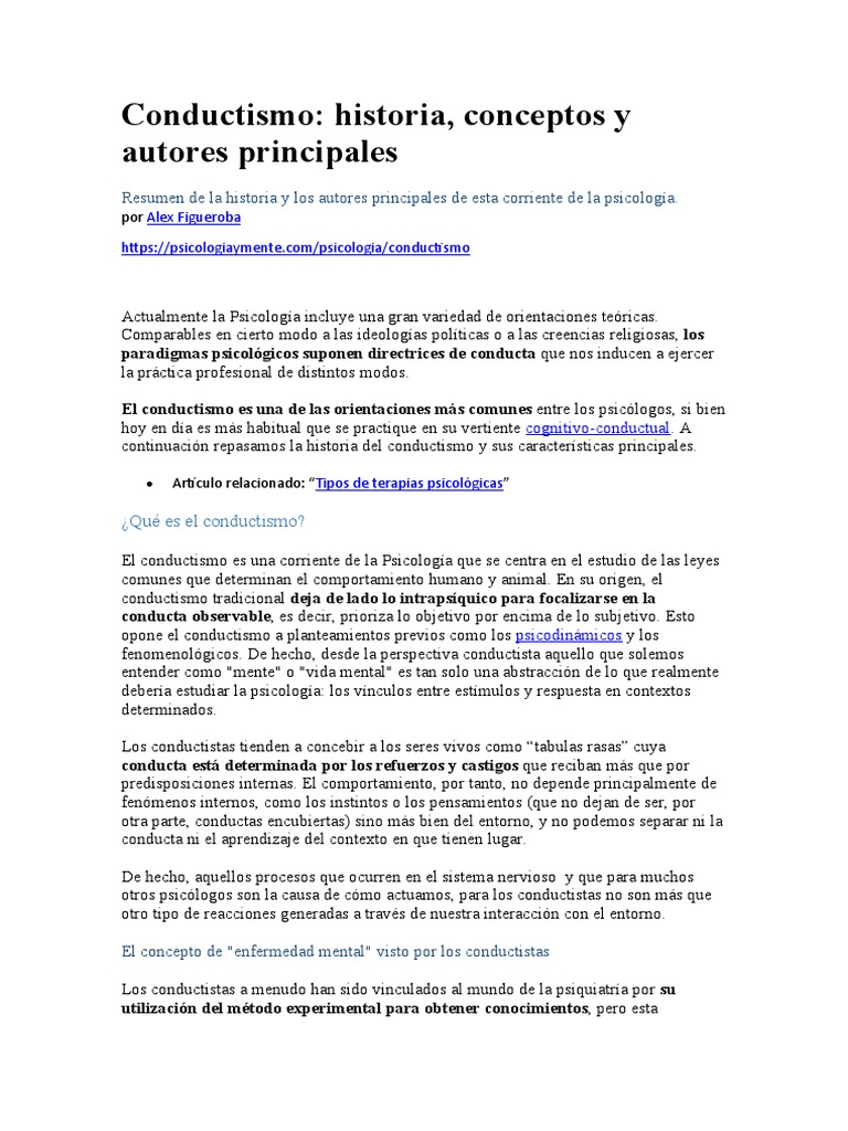 Conductismo Historia, Conceptos y Autores Principales | PDF ...