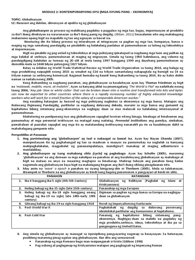Module g10 Globalisasyon | PDF