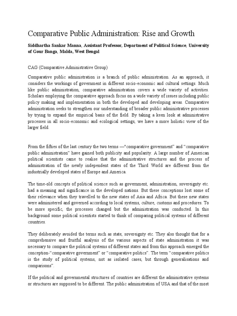 Comparative Public Administration | PDF | Public Administration ...