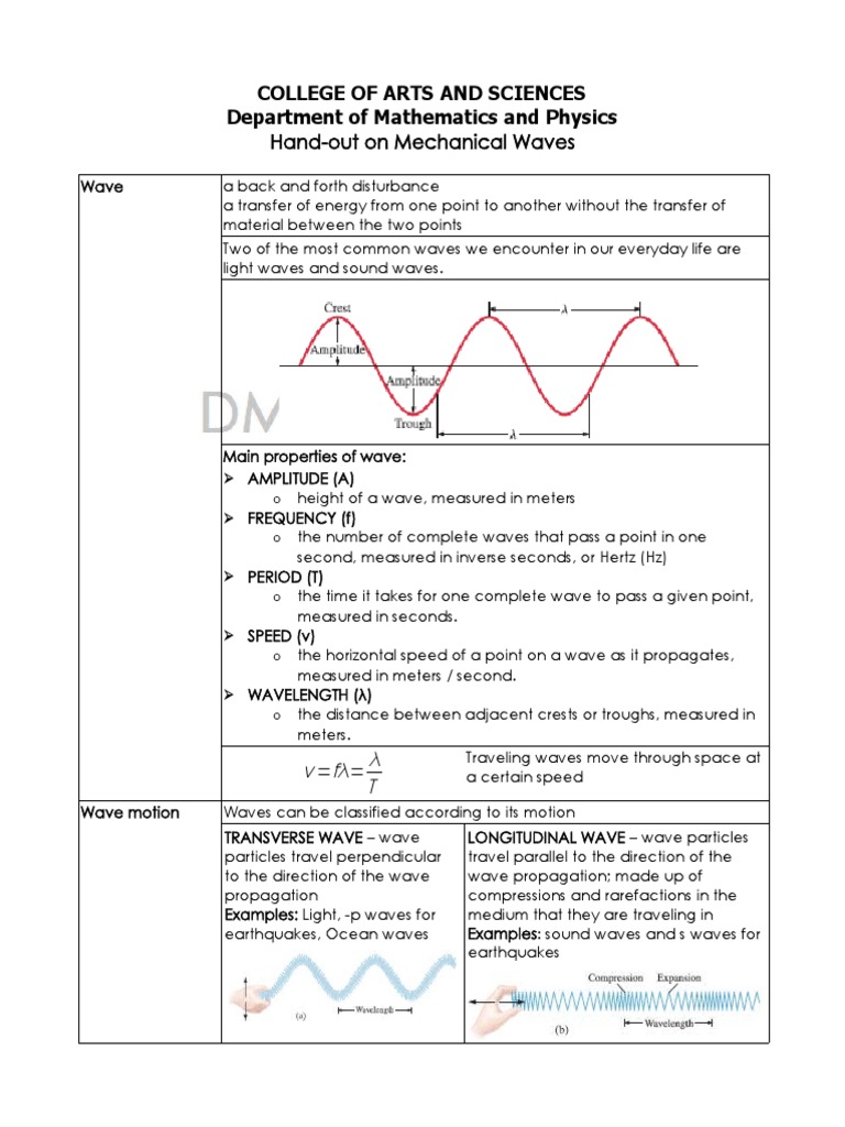 Handout On Waves and Sound | PDF | Waves | Sound