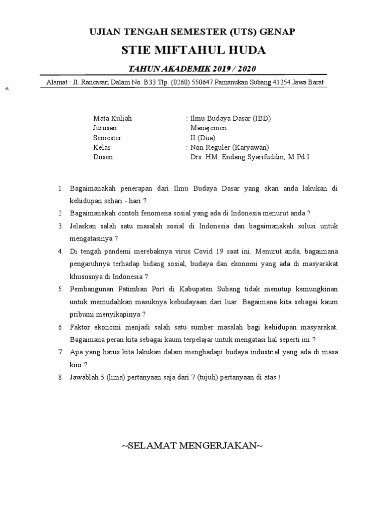 Uts Ibd | PDF | Pengembangan Diri