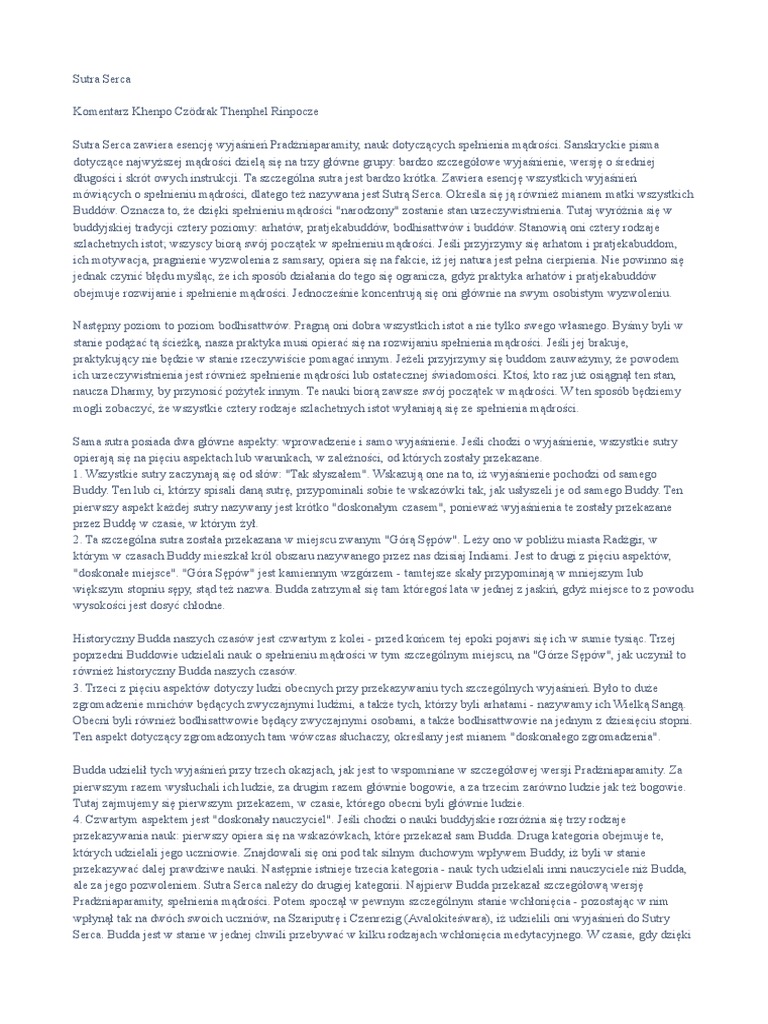 Sutra Serca - Objaśnienia | PDF