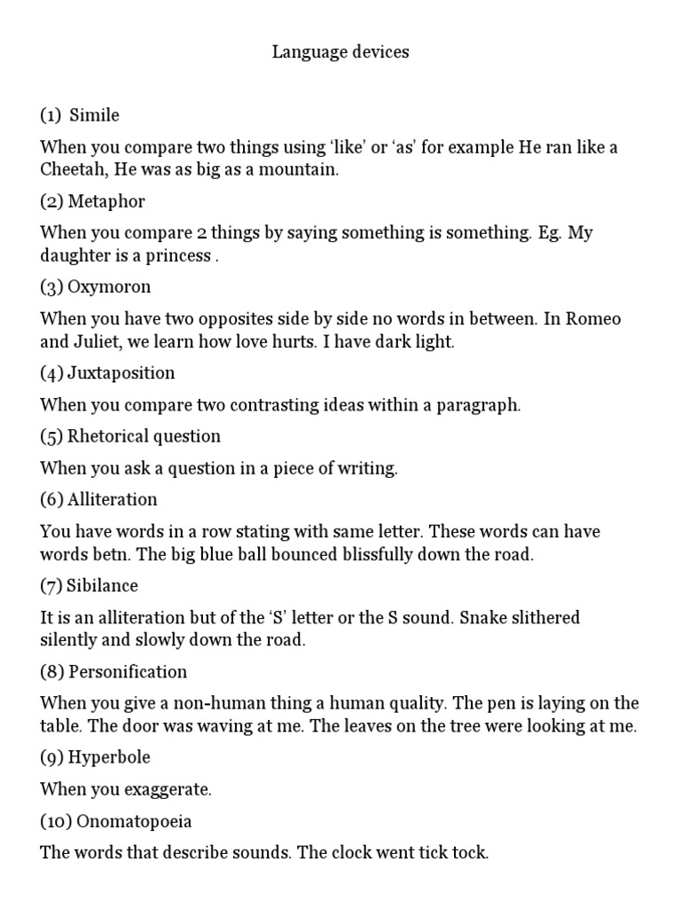 Language Devices in Writing | PDF