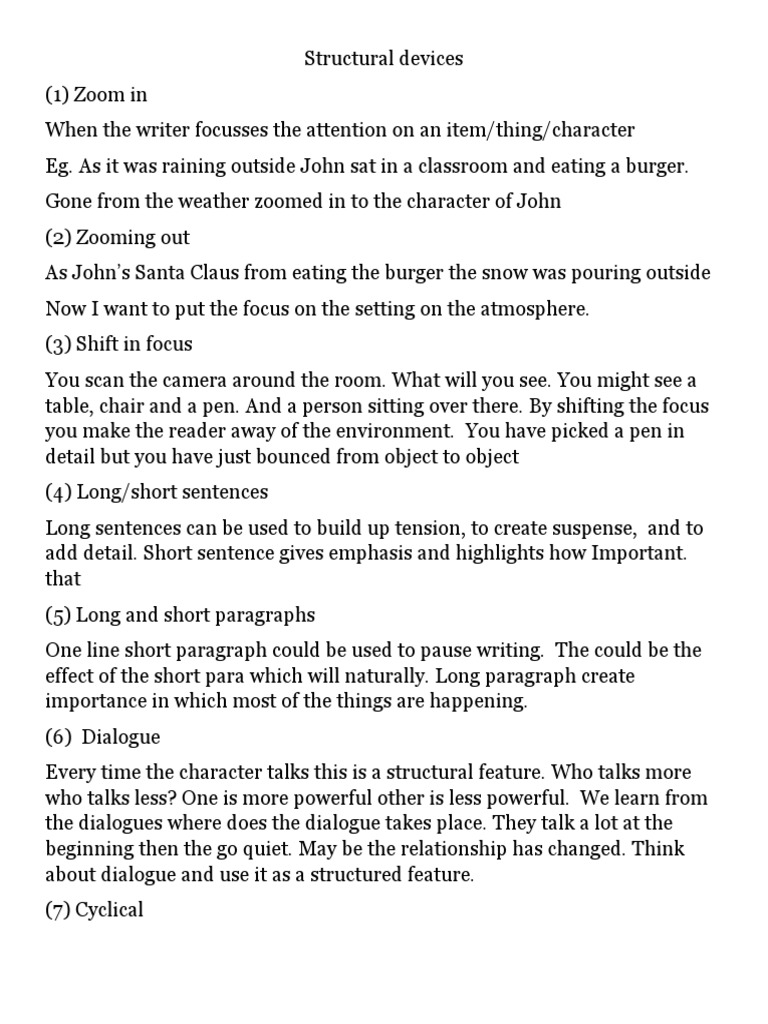 Structural Devices in A Writing | PDF | Language Arts & Discipline ...