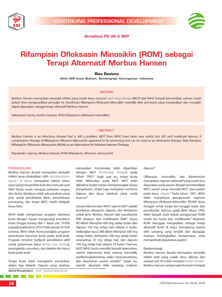 CPD-Rifampisin Ofloksasin Minosiklin Sebagai Terapi Alternatif Morbus ...