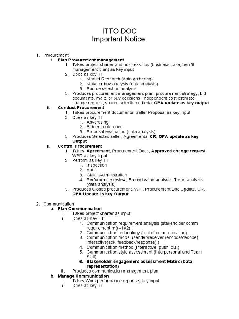 Itto Doc Important Notice: 1. Plan Procurement Management | PDF | Data ...