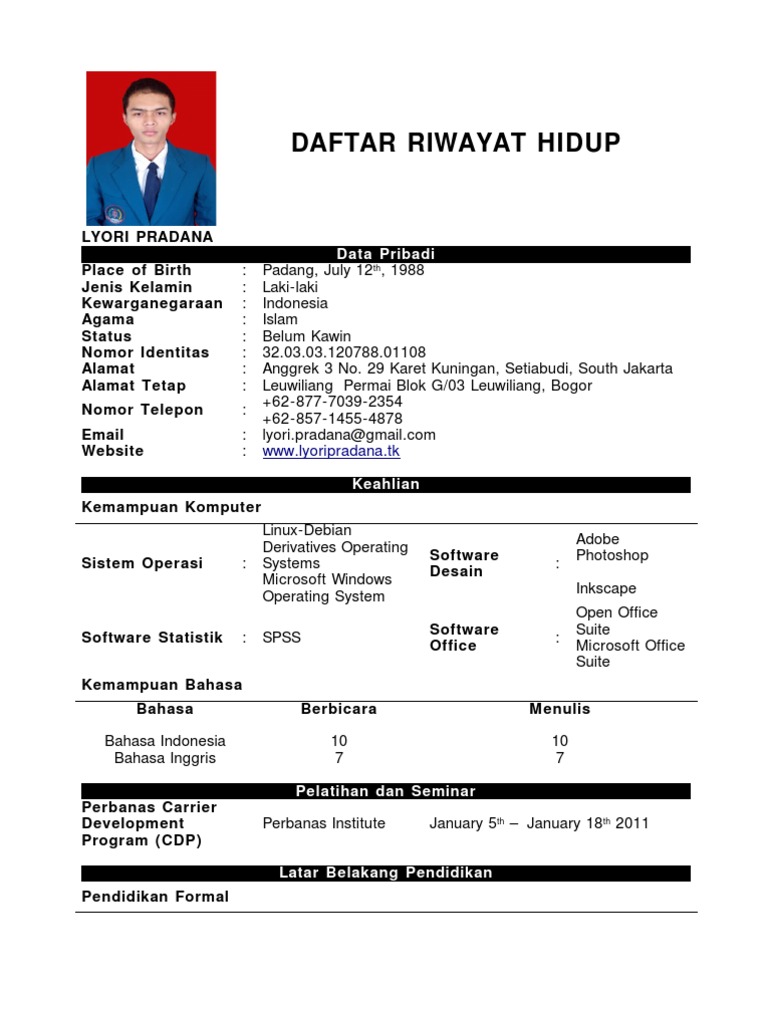 CV Lyori Pradana: Pakar Komputer & Desain | PDF