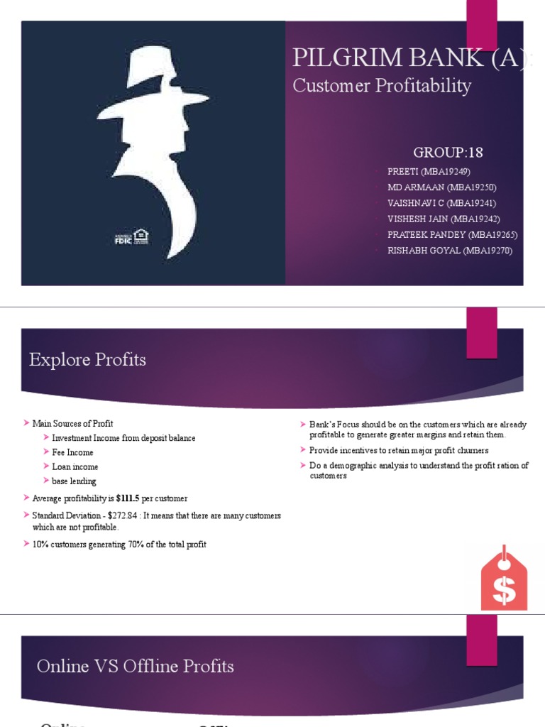Pilgrim Bank (A) :: Customer Profitability | PDF | Online And Offline ...