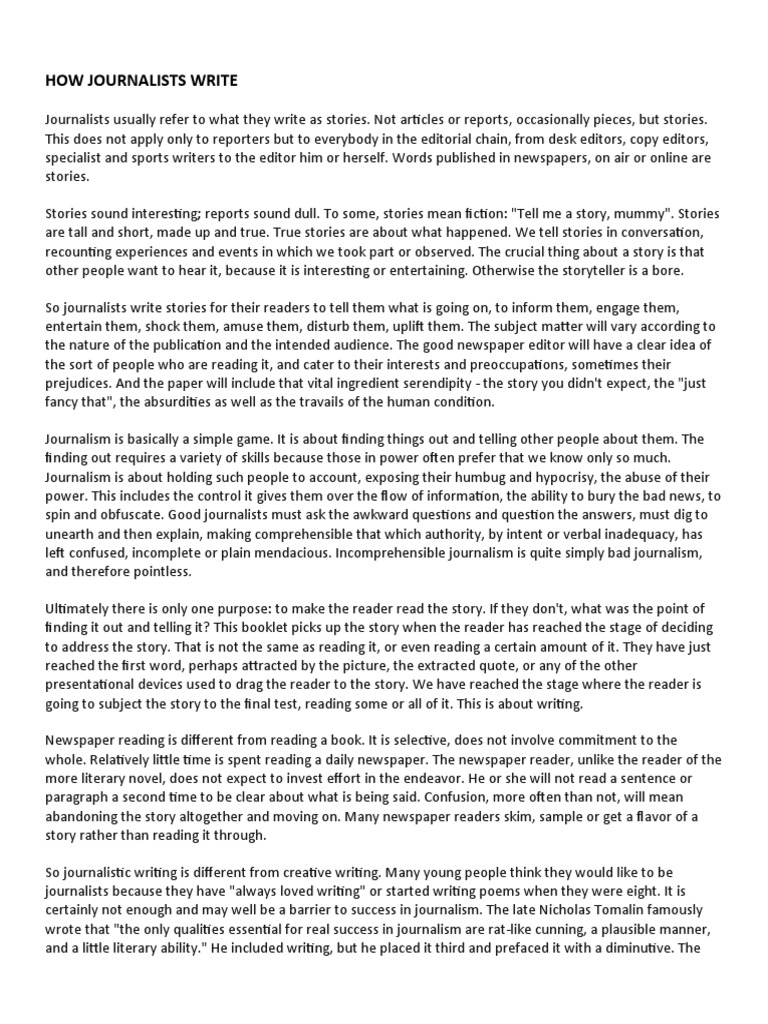 How Journalists Write | PDF | Writers | Journalism