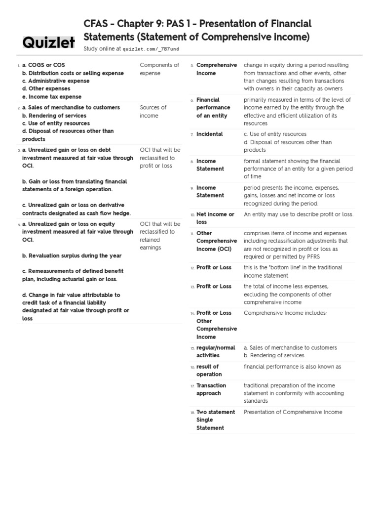CFAS - Chapter 9: PAS 1 - Presentation of Financial Statements (Statement of Comprehensive ...