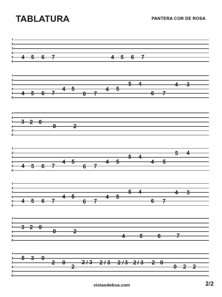Tablature Pantera Cor de Rosa | PDF