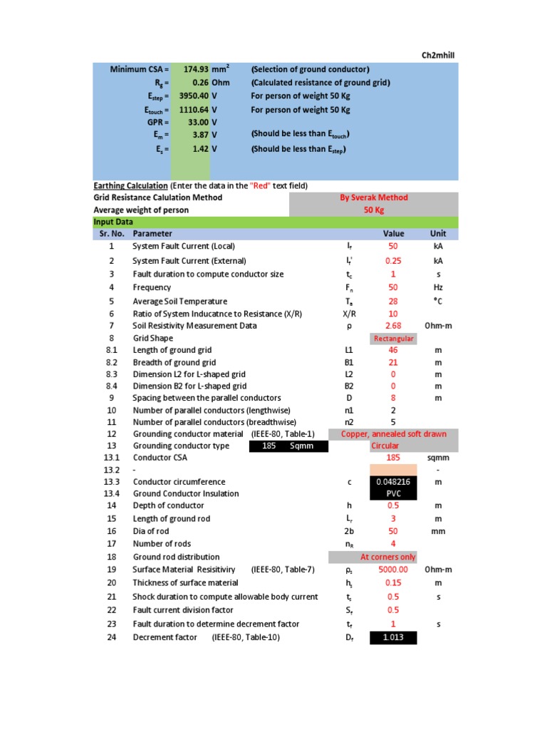 Earthing Calculation - V - 0.2 | PDF | Electrical Resistivity And ...