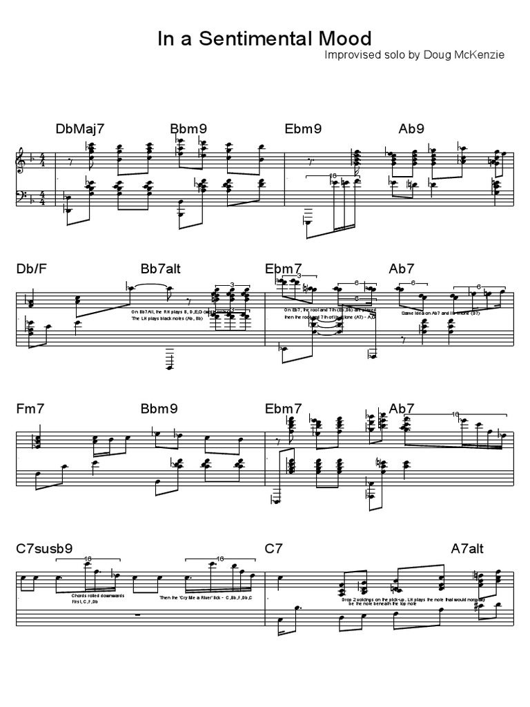 In A Sentimental Mood: Dbmaj7 Bbm9 Ebm9 Ab9 | PDF | Pitch (Music ...
