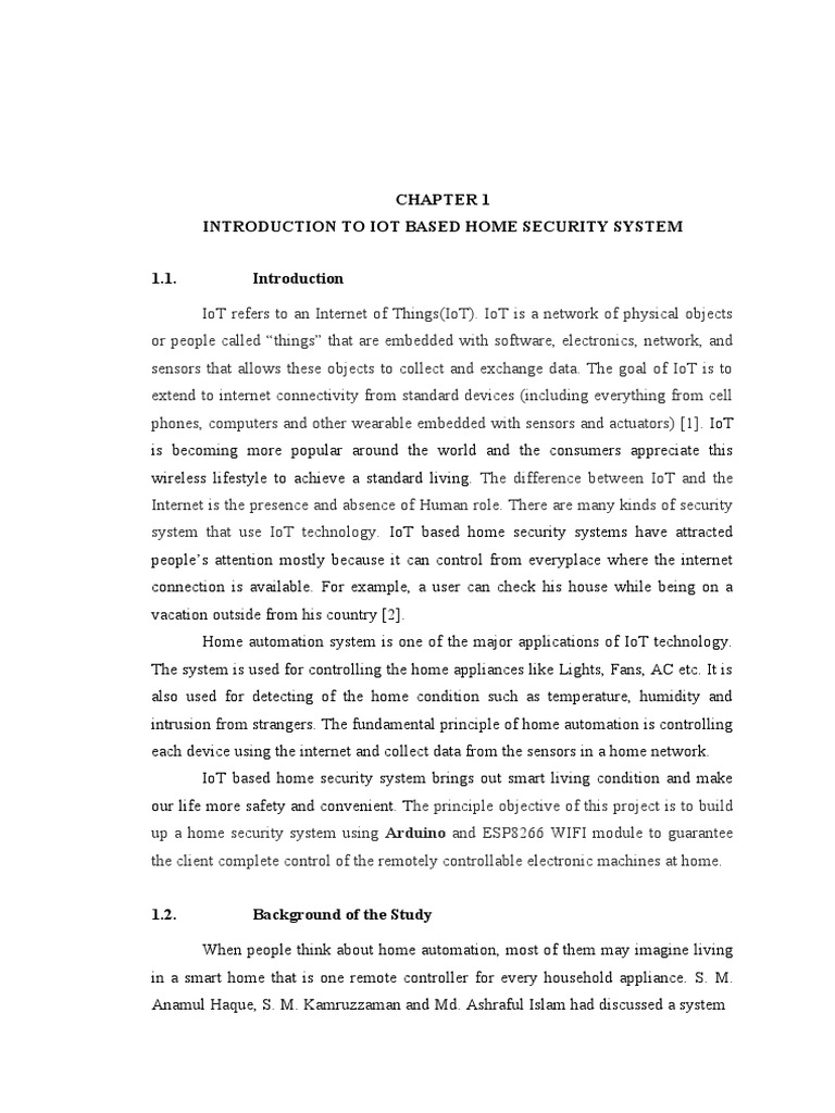 Introduction To Iot Based Home Security System 1.1 | PDF
