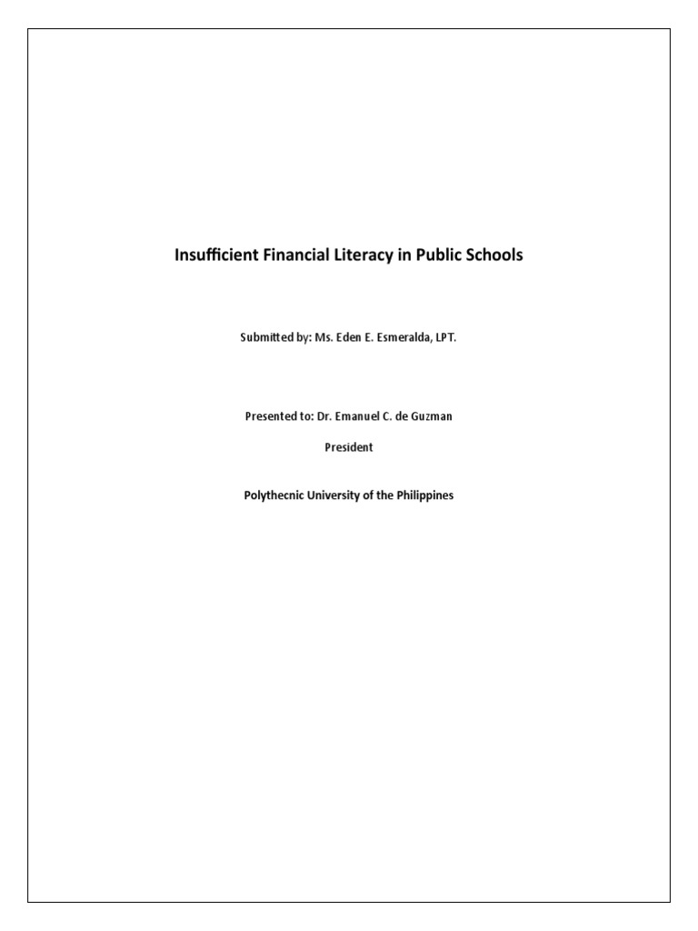 Revised Final Research Paper | PDF | Financial Literacy | Literacy