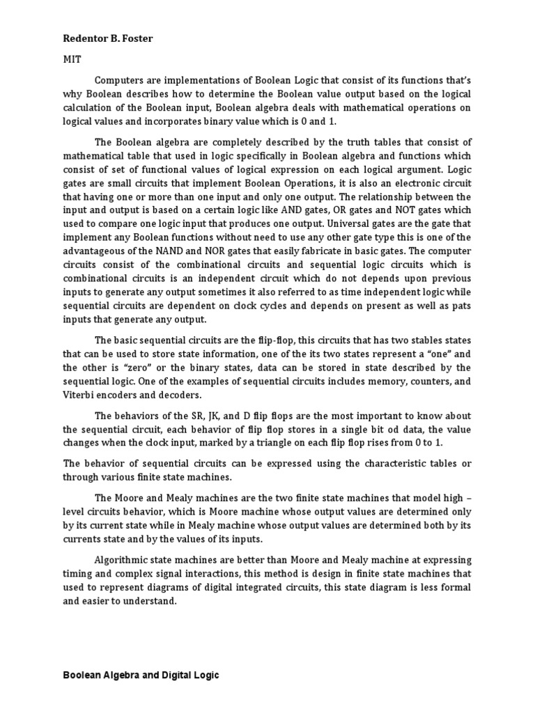 Conclusion On Boolean and Digital | PDF | Logic Gate | Electronic Circuits