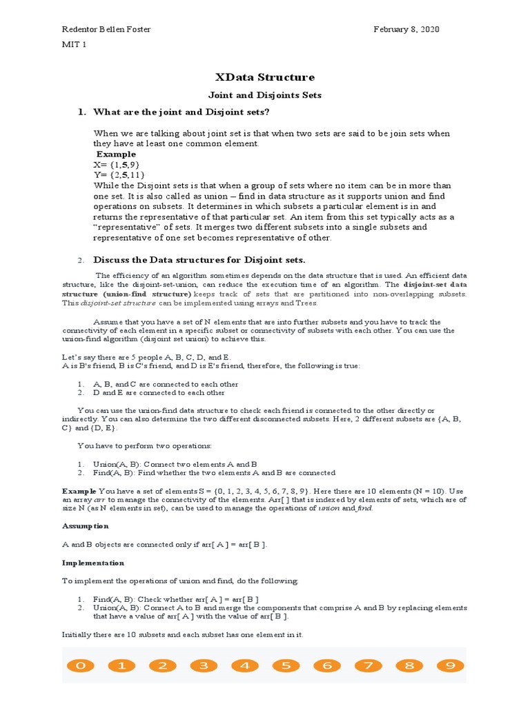 Disjoint Sets and Joint Sets | PDF | Theoretical Computer Science ...