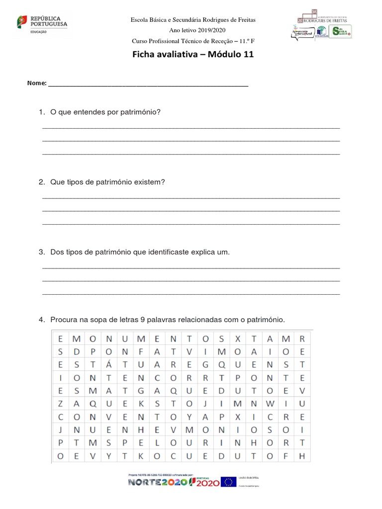 Ficha de Trabalho Avaliativa N.º 4 - Módulo 11 - ITM | Download grátis PDF | Museu | Biblioteca ...