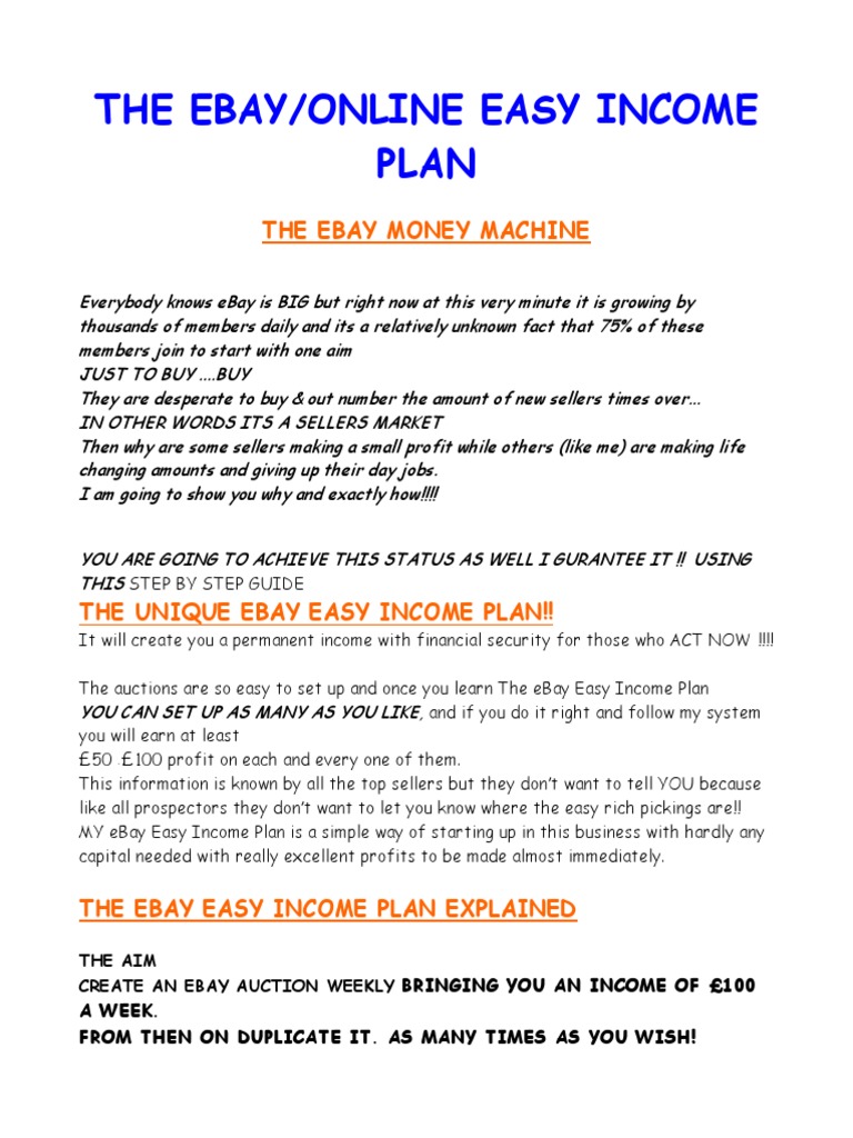 Ebay Easy Income Plan PDF | PDF | Auction | E Bay