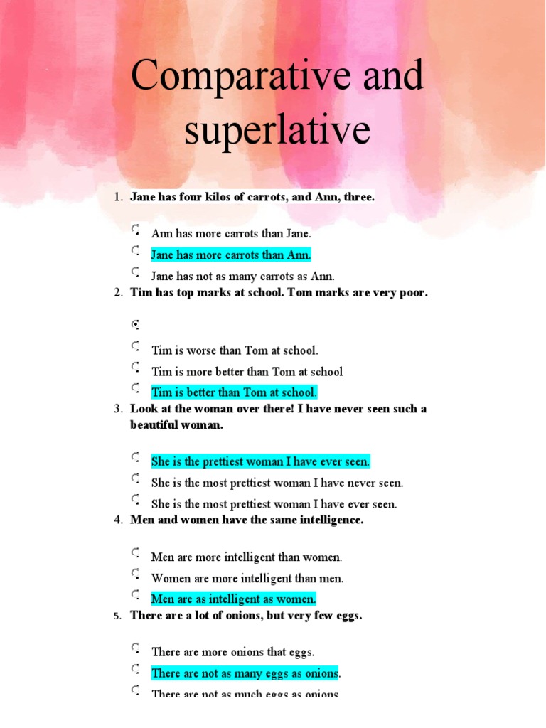 Comparative and Superlative: Beautiful Woman | PDF