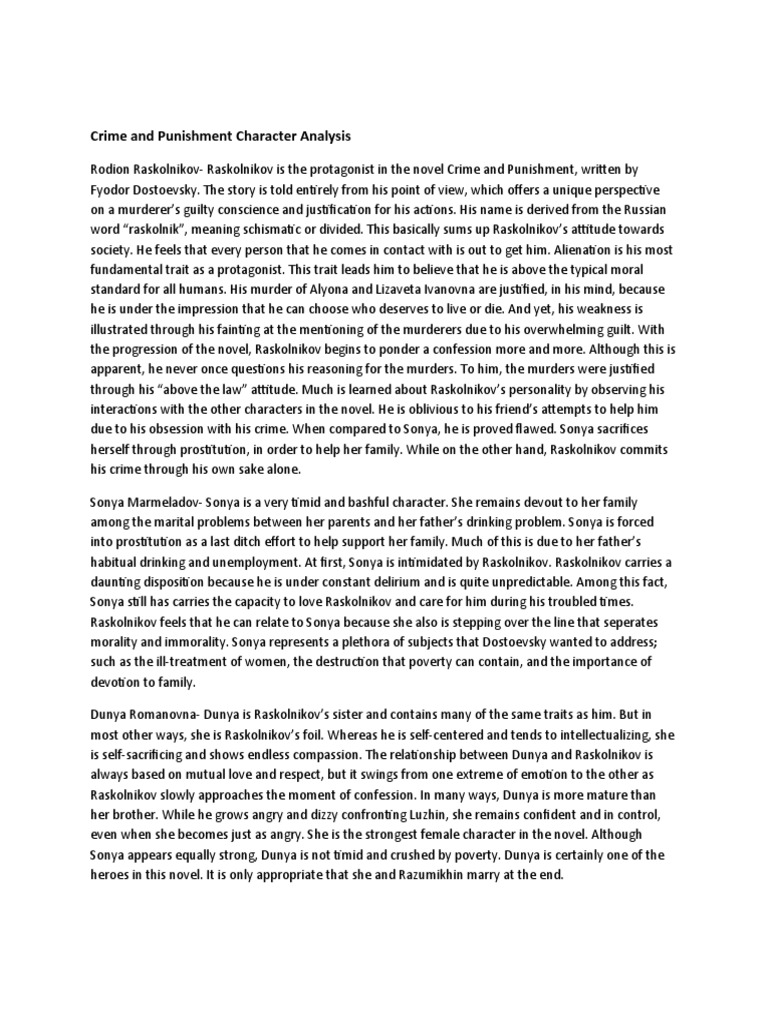 Key Characters in Crime and Punishment | PDF | Crime And Punishment ...