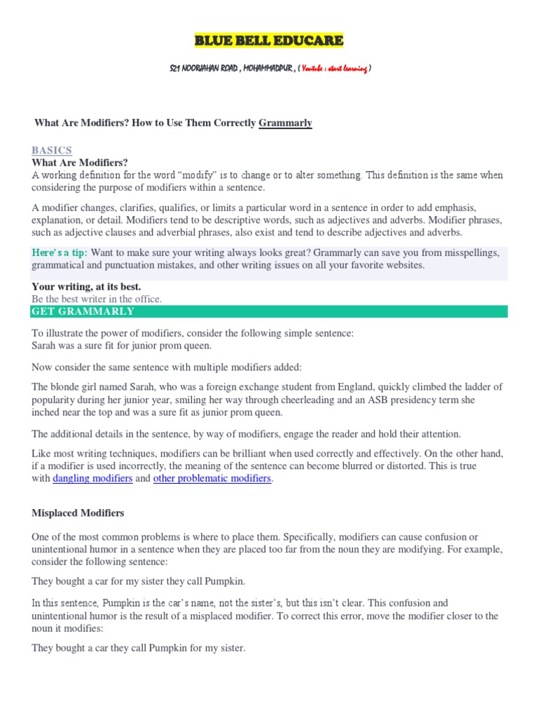 What Is Modifiers PDF | PDF | Adverb | Adjective