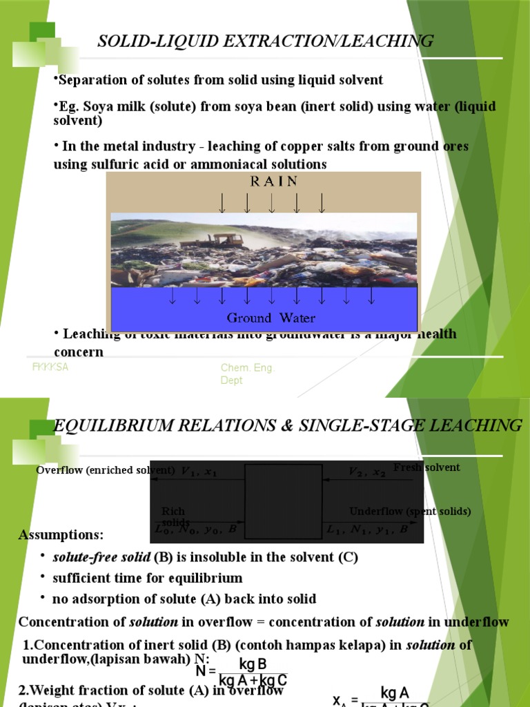 Solid-Liquid Extraction/Leaching: Solvent) Using Sulfuric Acid or Ammoniacal Solutions | PDF ...