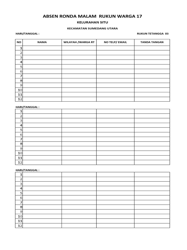 Absen Ronda Malam | PDF | Memasak, Makanan, & Anggur