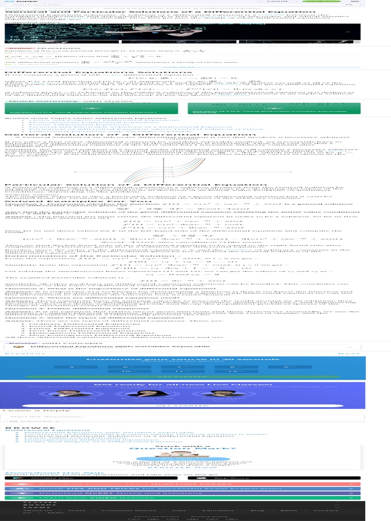 General and Particular Differential Equations Solutions - Videos ...