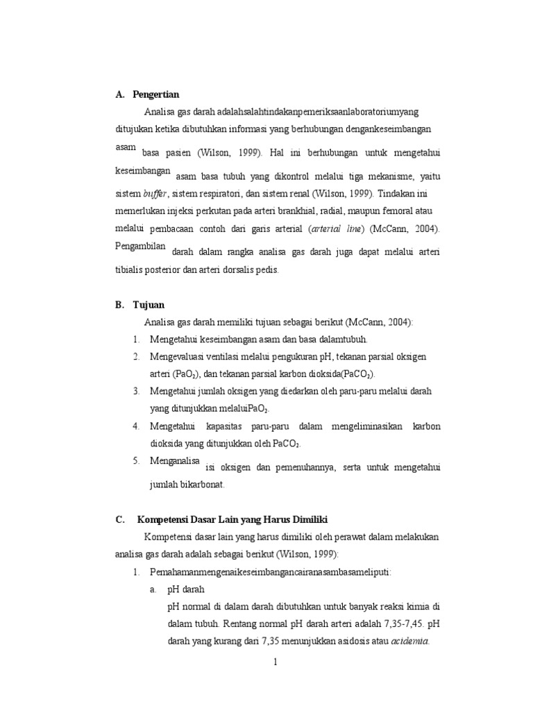 Laporan Pendahuluan Praktikum Analisa Gas Darah AGD Dikonversi | PDF | Pengembangan Diri ...