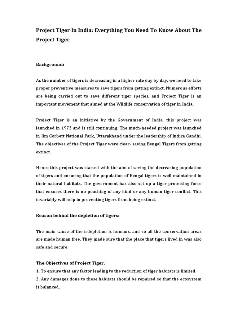 Save Tiger Project in India | PDF | Tiger | Wildlife