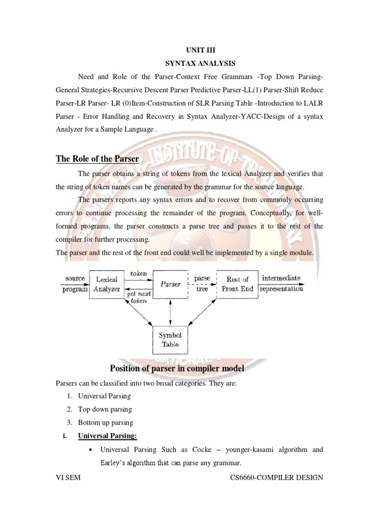 Unit-3 Cs6660-Compiler Design | PDF | Parsing | Implementation