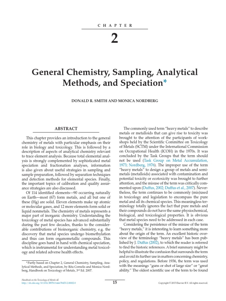 General Chemistry, Sampling, Analytical Methods, and Speciation | PDF ...