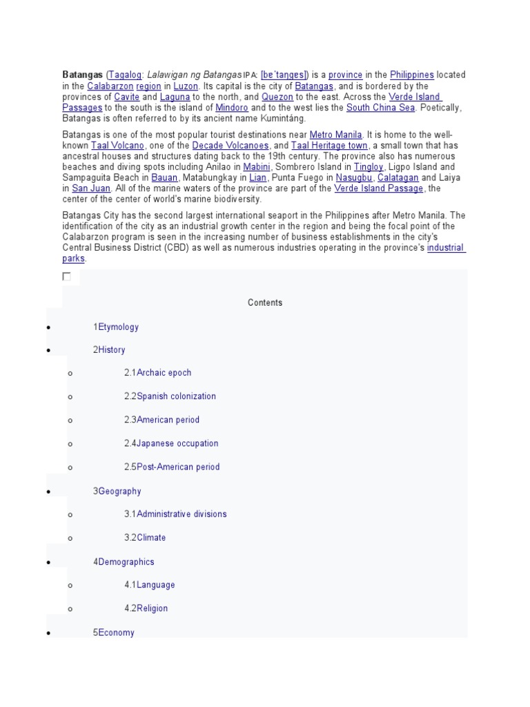 History of Batangas | PDF | Philippines