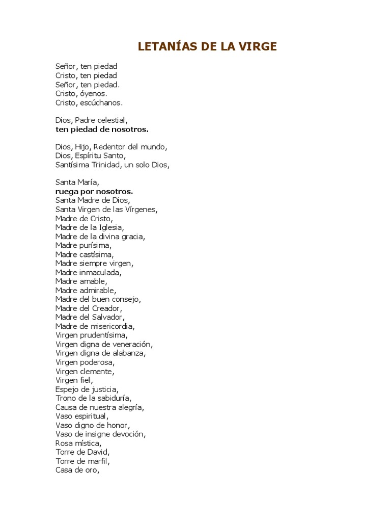 Letanías de La Virgen | PDF | Rosario | María, madre de Jesús