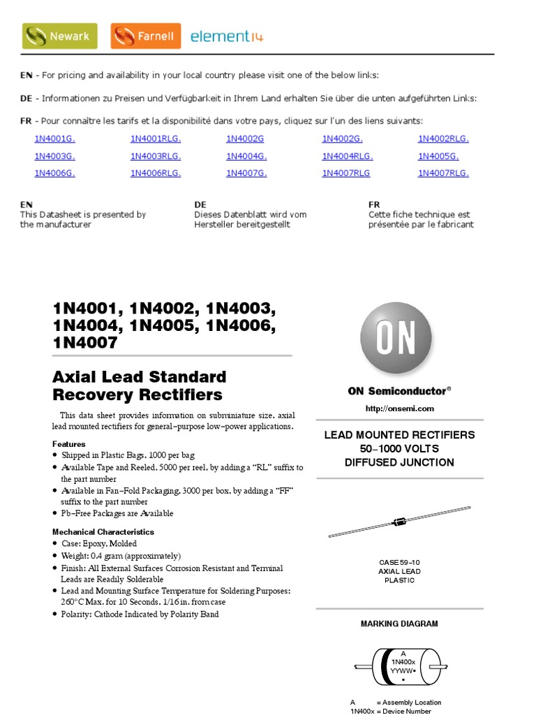 1N4001G. 1N4001RLG. 1N4002G 1N4002G. 1N4002RLG. 1N4003G. 1N4003RLG ...