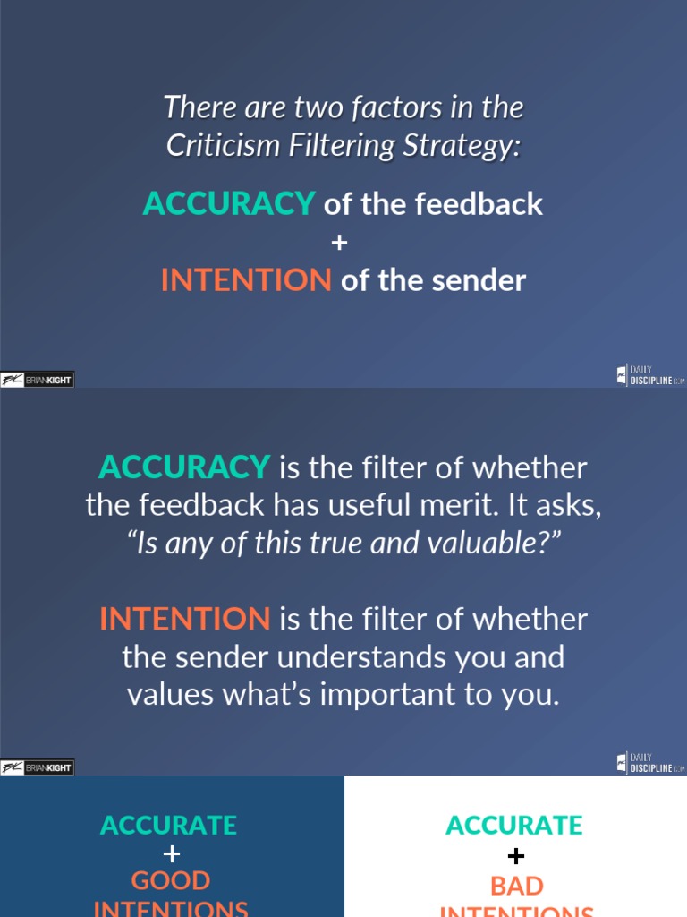 Criticism Filtering Strategy From Brian Kight PDF | PDF