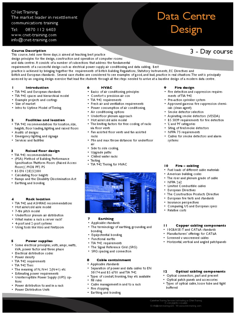 Data Centre Design: 3 - Day Course | PDF | Data Center | Electrical ...